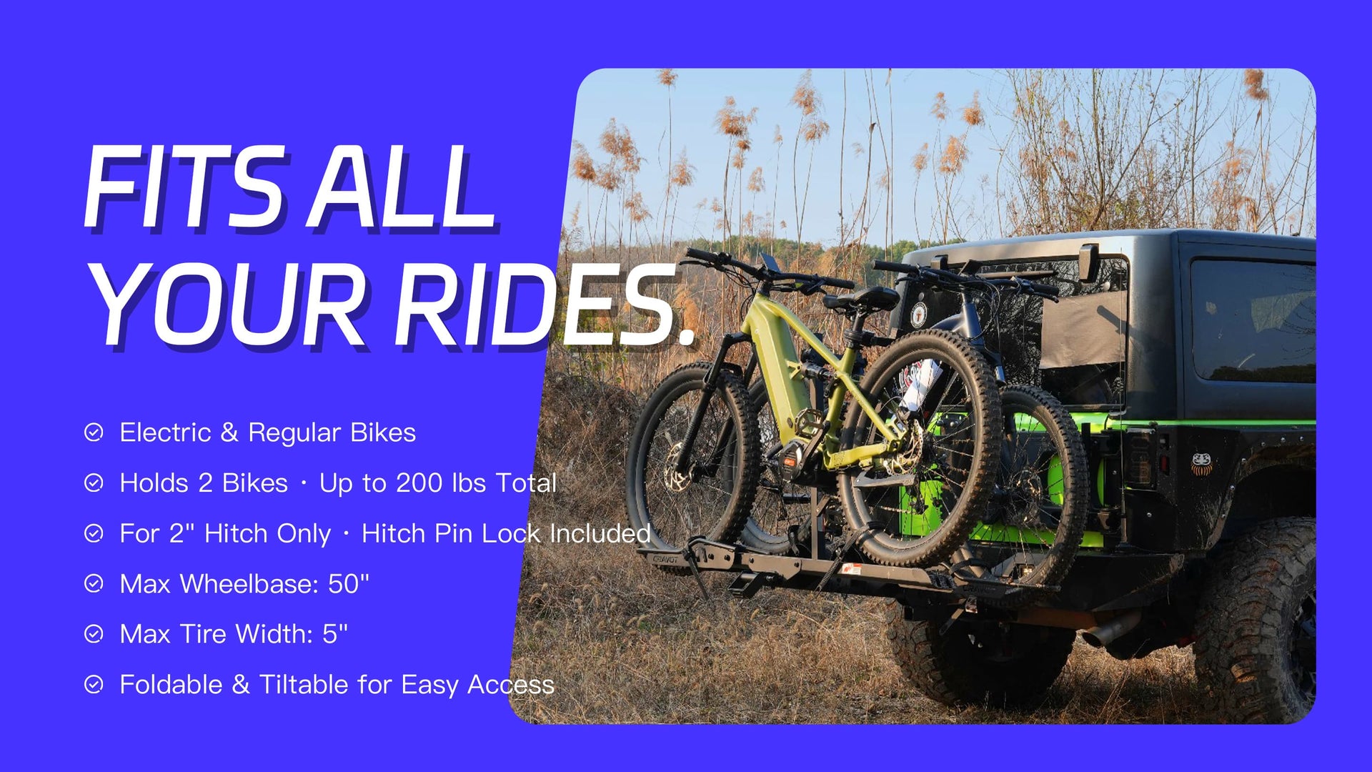 CRAVOT CyberRack E2 Plus Hitch Bike Rack – 200 lbs, Ramp – BestPickBikes